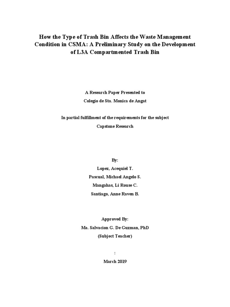 Impact of Trash Bin Design on Waste Management | PDF | Survey ...