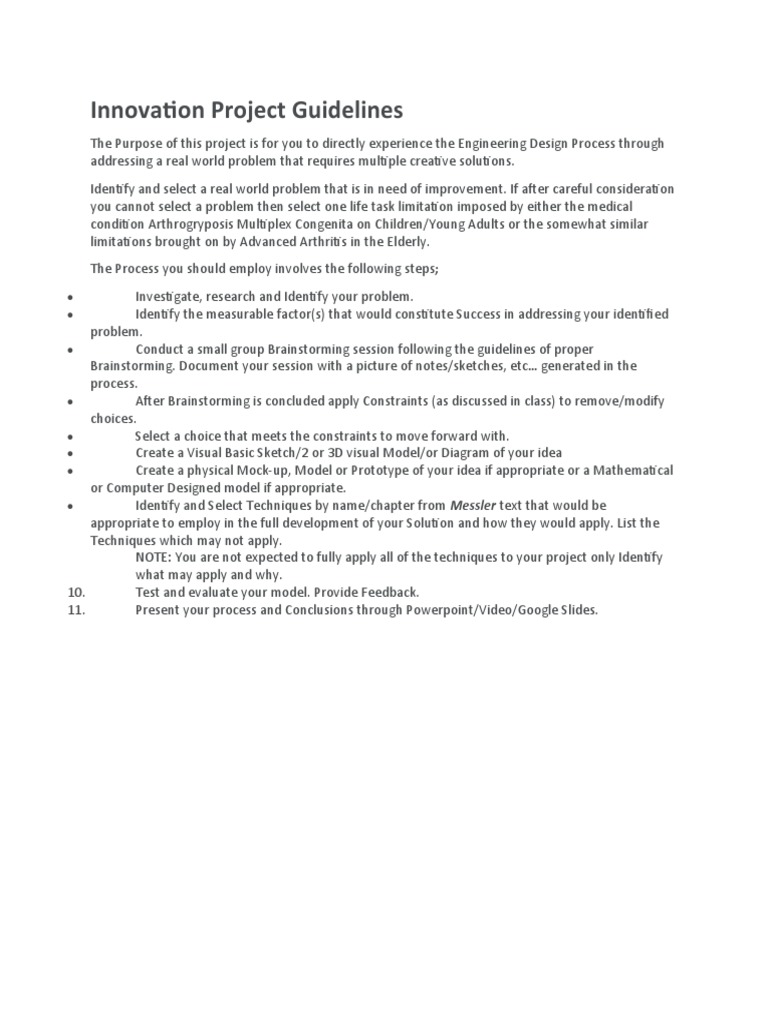 Innovative Project Guidelines | PDF