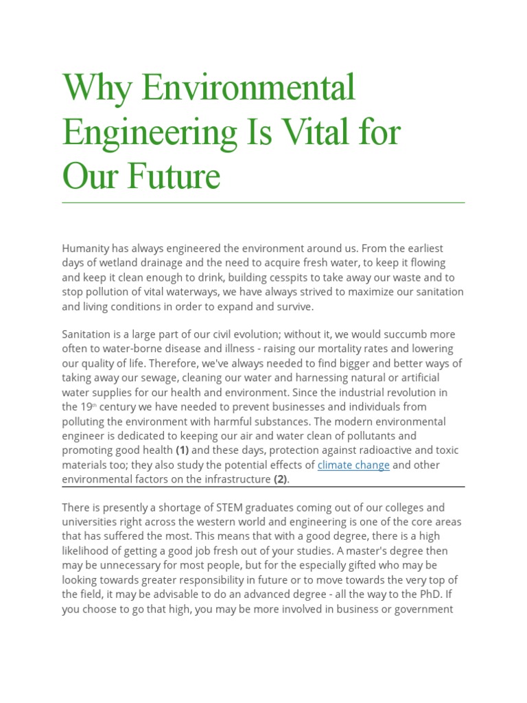 Why Environmental Engineering Is Vital For Our Future | PDF | Pollution ...