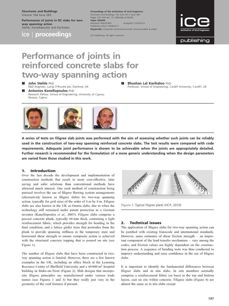 Performance of Joints in Reinforced Concrete (Filigree) Slabs For Two ...