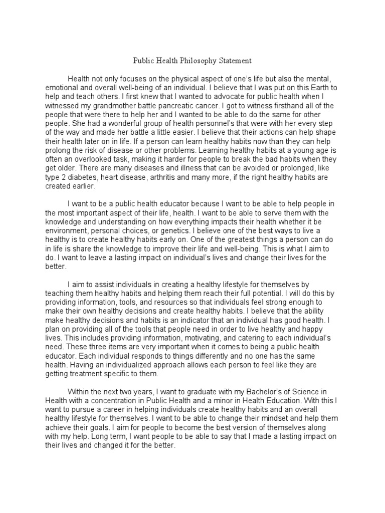 Emily Charbonneau Philosophy Statement | PDF | Health Care ...