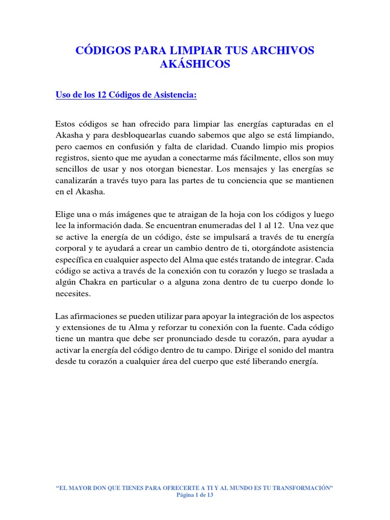 Descripción de Códigos AKASHICOS | PDF | Karma | Alma