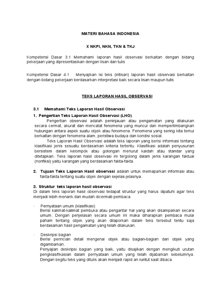 Materi Dan Tugas Bindo 3.1 Dan 4.1 | PDF