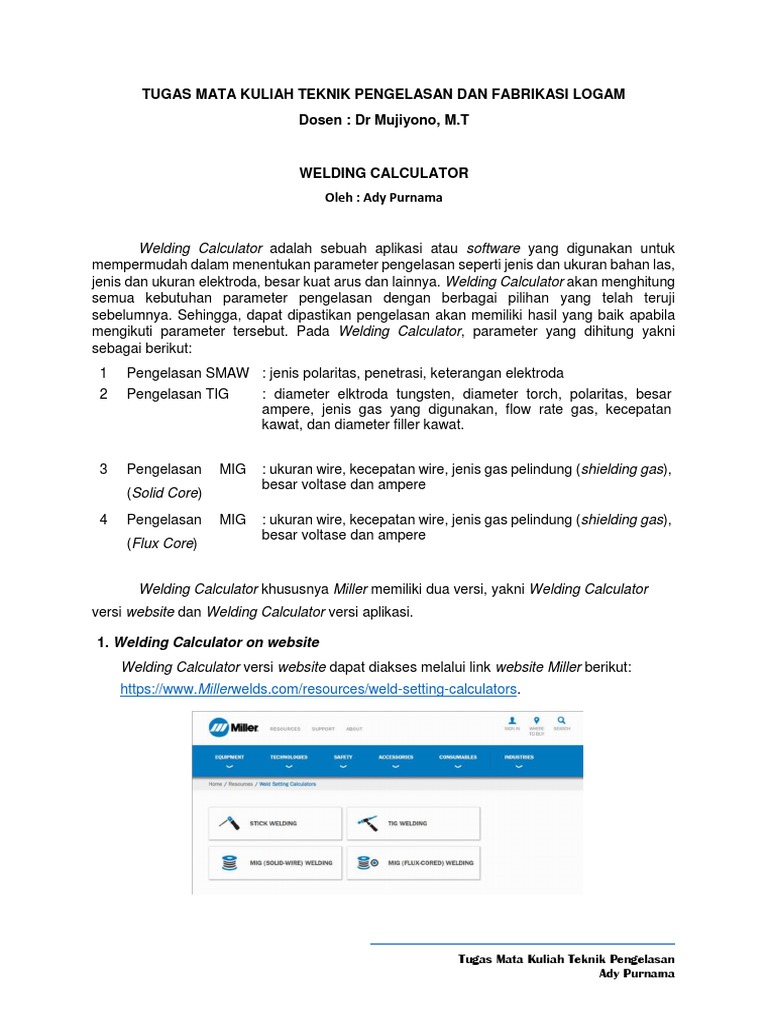 Tugas Welding Calculator | PDF