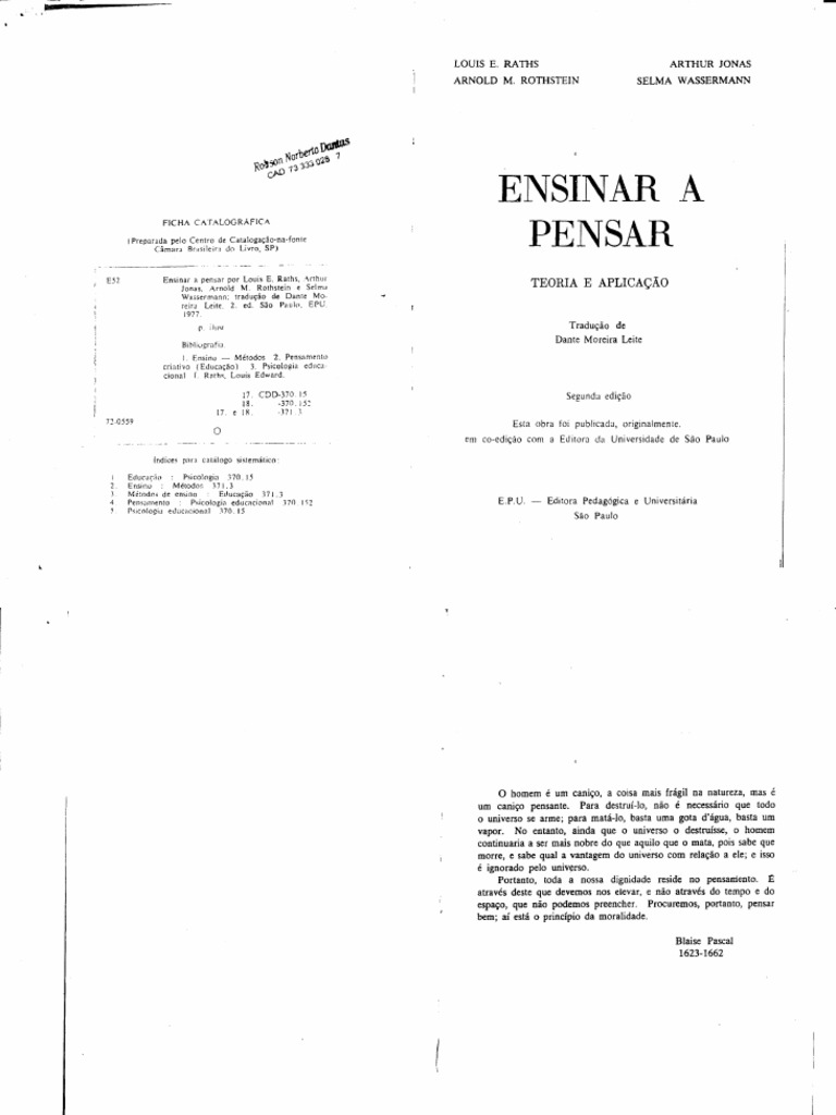 Louis Raths Ensinar A Pensar0001 | PDF