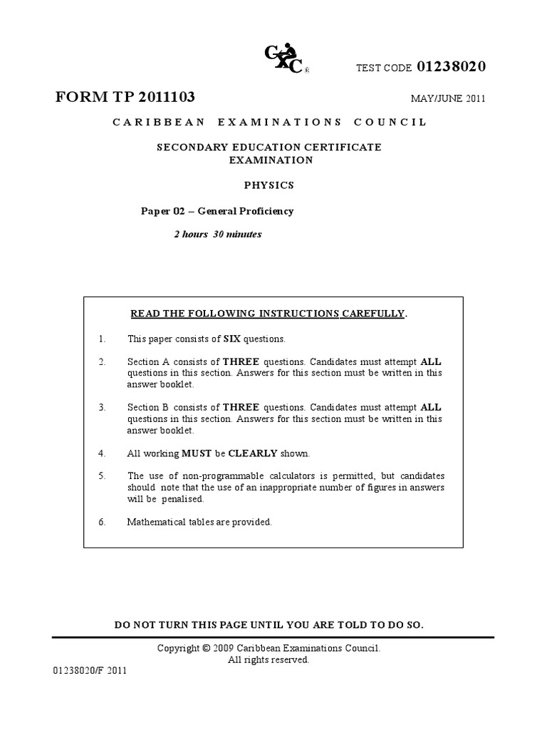 CSEC Physics P2 2011 June | PDF | Radioactive Decay | Acceleration