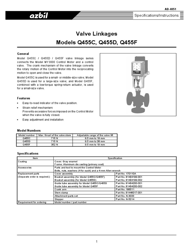 Valve Linkages Models Q455C, Q455D, Q455F: General | PDF | Nut ...