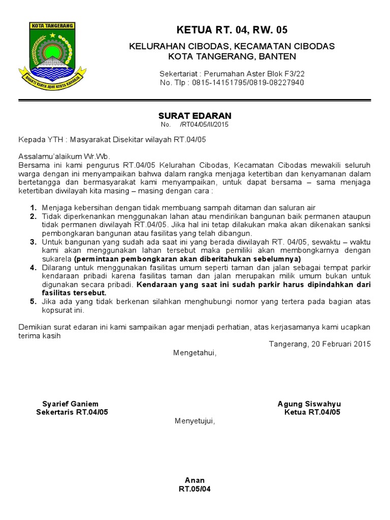 Surat Edaran RT | PDF