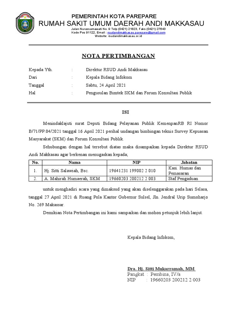 Nota Pertimbangan SKM | PDF