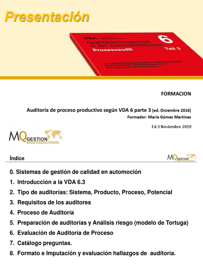 VDA 6.3 2016 Noviembre 2019 | PDF | Auditoría | Evaluación