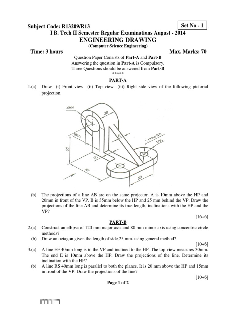ENGINEERING DRAWING (CSE) - Aug - 2014 | PDF | Ellipse | Geometric Shapes