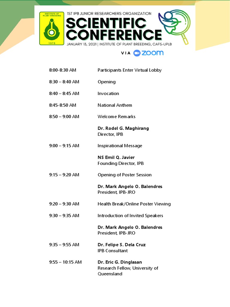 IPB JRO Virtual Conference Program | Download Free PDF | Plants | Biology