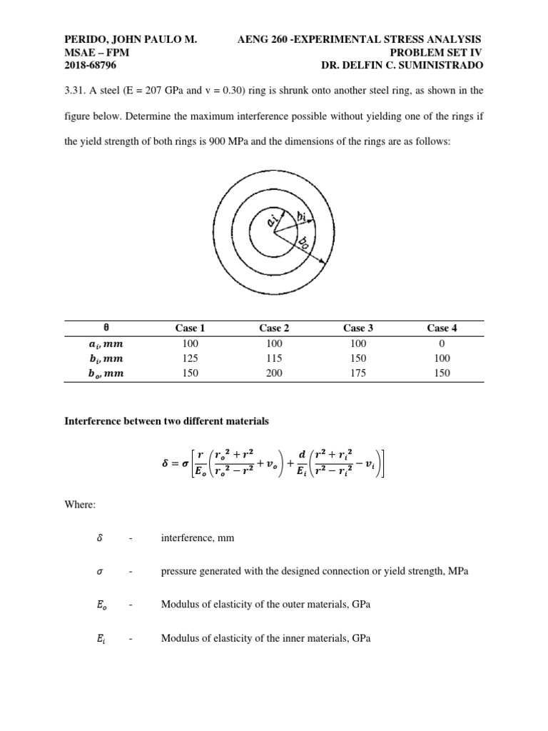 Maximum Interference in Steel Rings Analysis | PDF | Strength Of ...