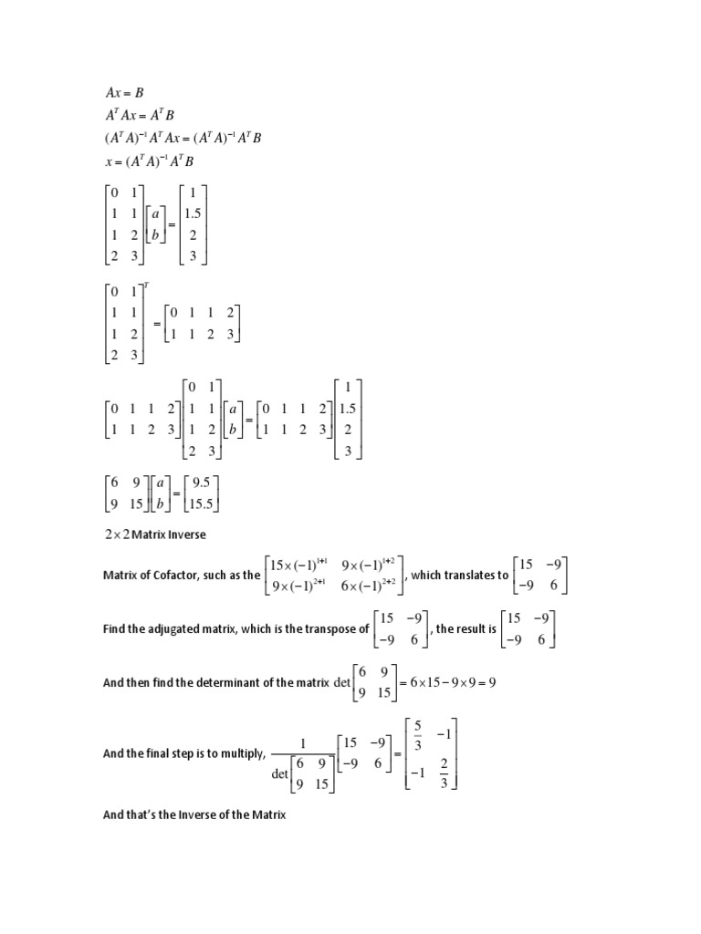 Solving a system of linear equations using matrix inverse | PDF ...