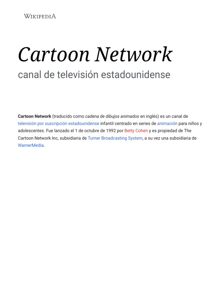 Cartoon Network - Wikipedia, La Enciclopedia Libre | PDF | Televisión ...