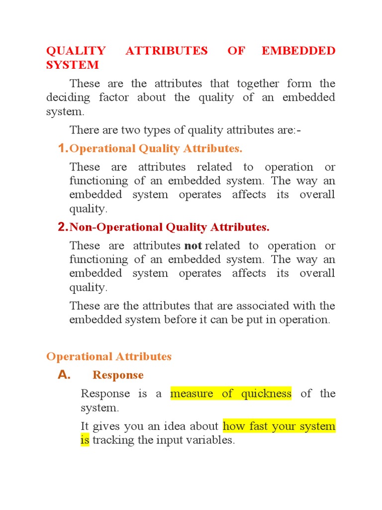 Quality Attributes of Embedded System | Download Free PDF | Scheduling ...