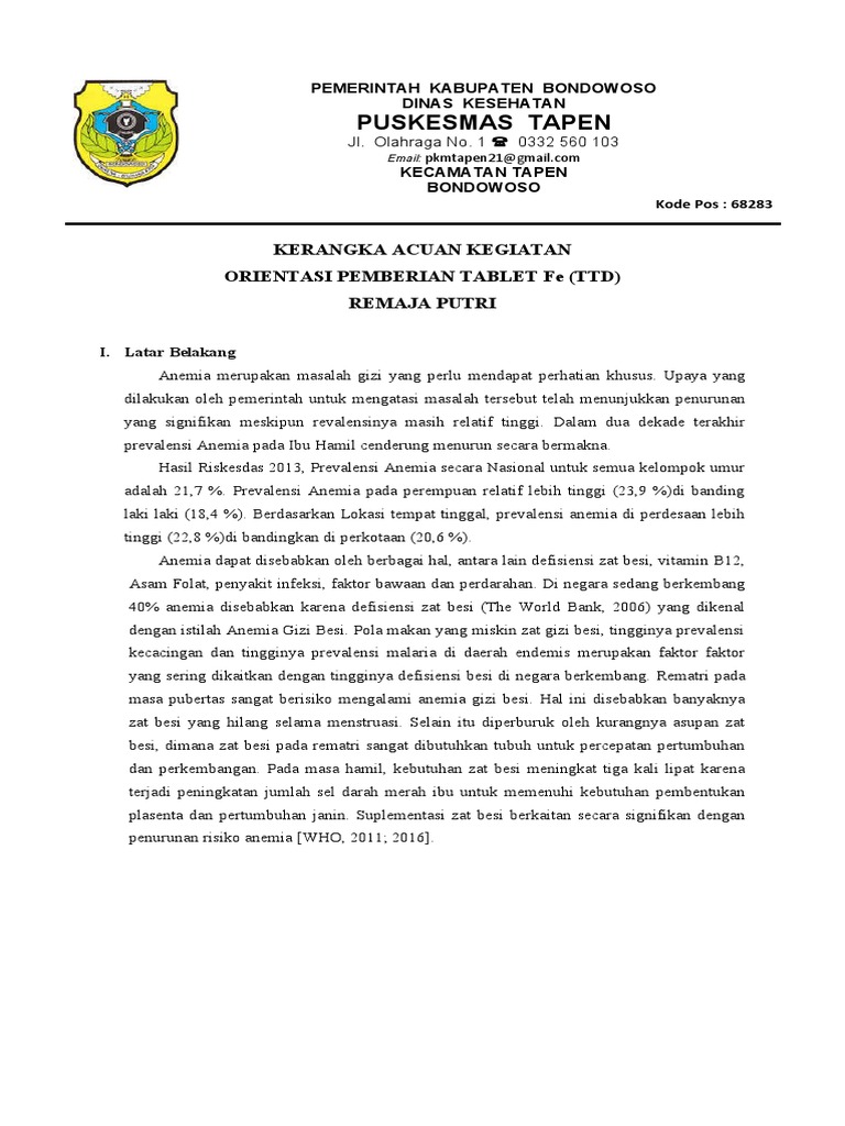 Orientasi Tablet Fe untuk Remaja Putri | PDF