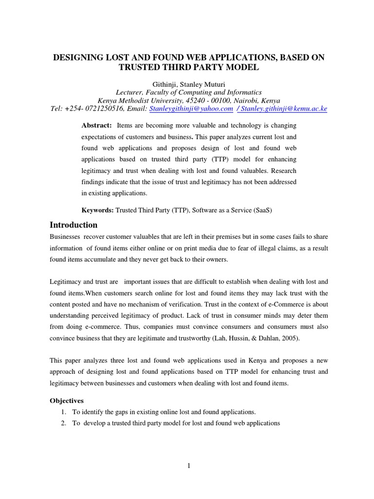 Designing Lost and Found Web Application | PDF | Hypertext Transfer ...