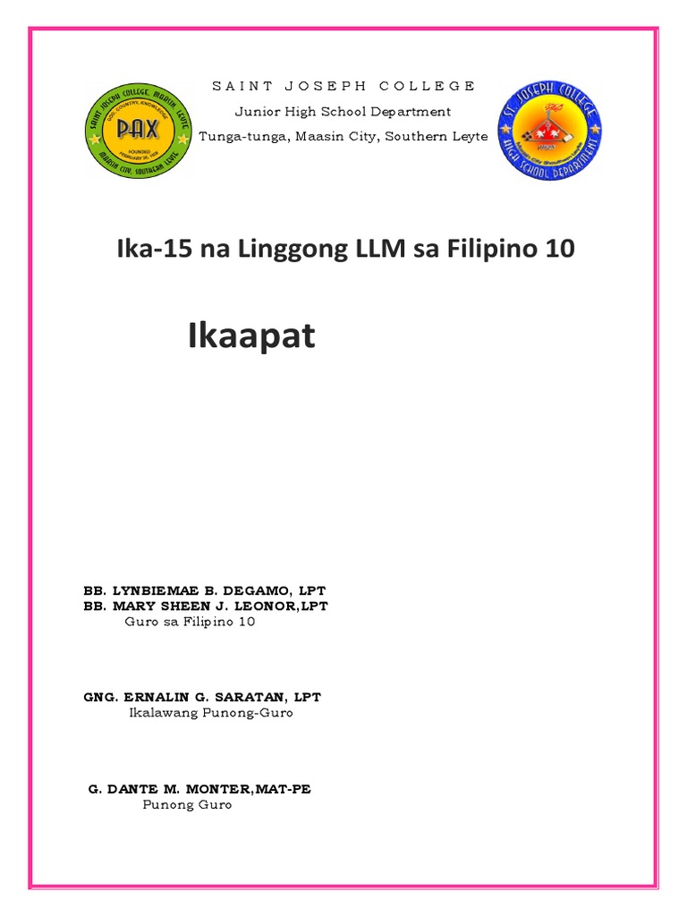 FILIPINO 10 Module 15 LLM | PDF