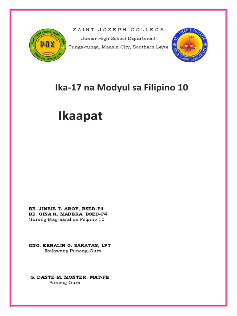 FILIPINO 10 Module 17 LLM | PDF