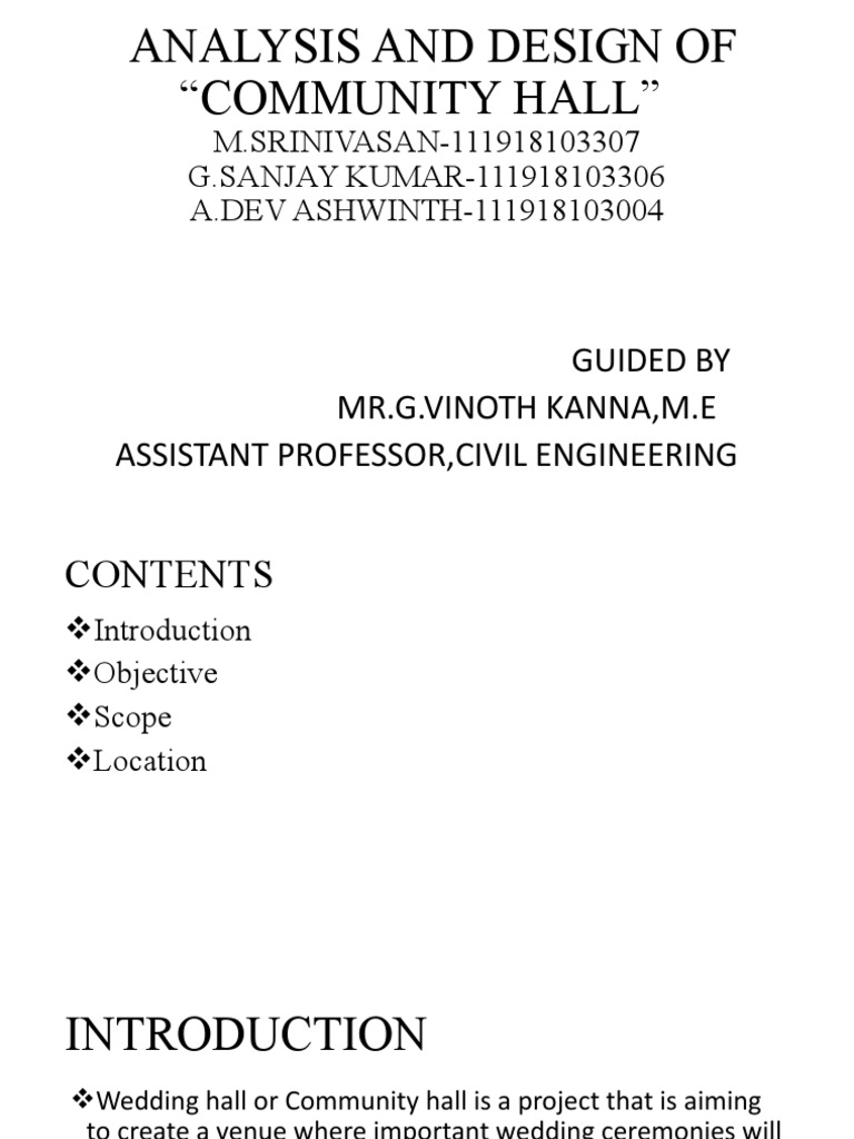 Community Hall - Project | PDF