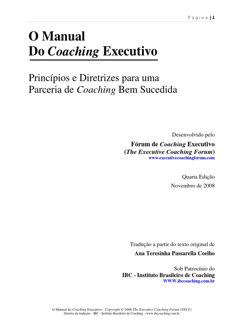 Executive Coaching Manual Brasilian Pdf