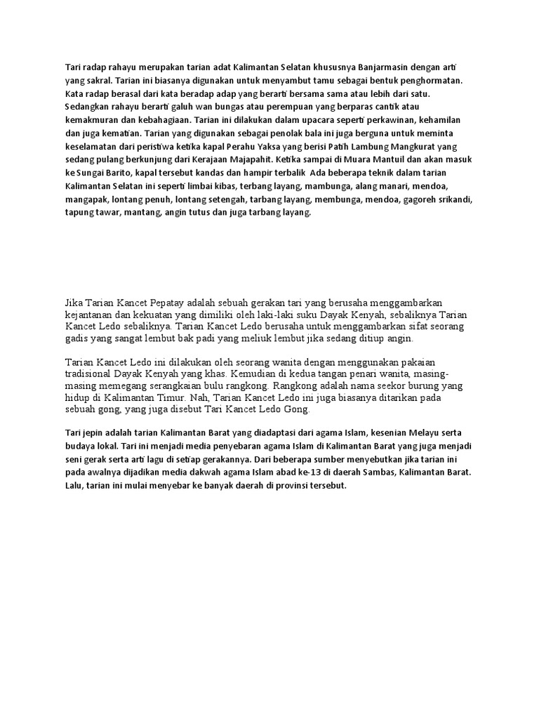 Tari Radap Rahayu Merupakan Tarian Adat Kalimantan Selatan Khususnya ...