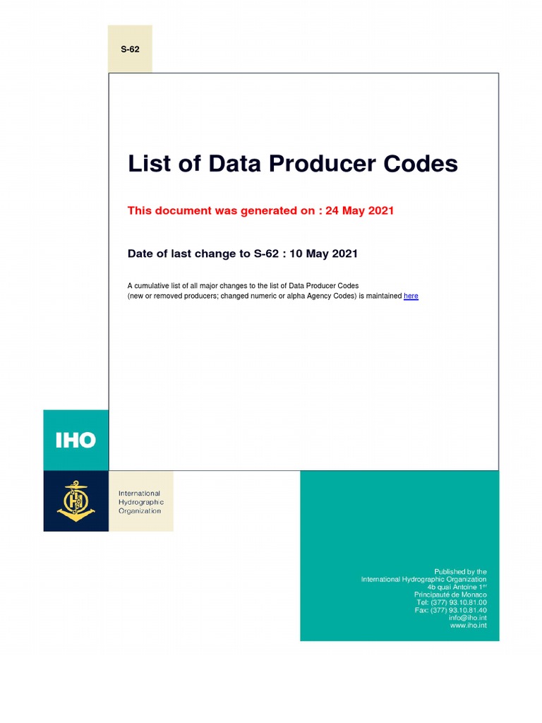 HO Producer Codes For ENCs-min | PDF | Hydrography | Waterway And Maritime