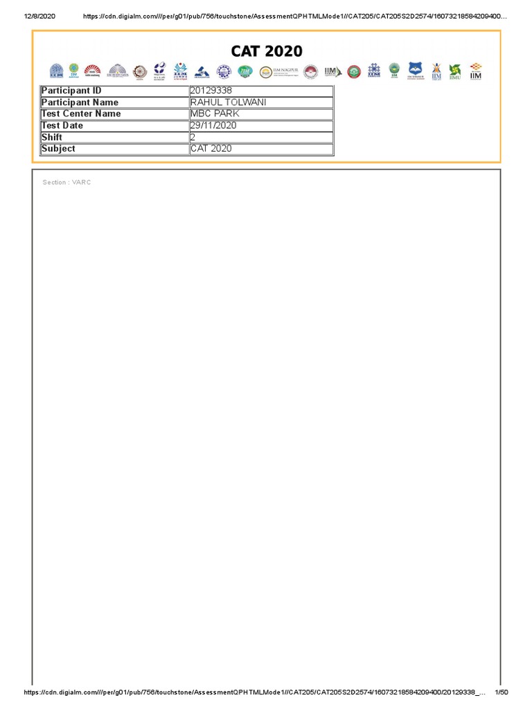 Cat 2020 Response Sheet | PDF | Aggression | Instinct