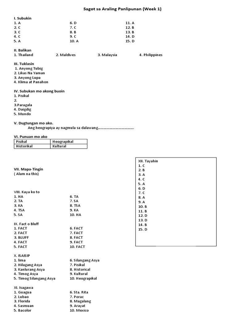 Answer Key Week 1 | PDF | Sewing | Sewing Machine
