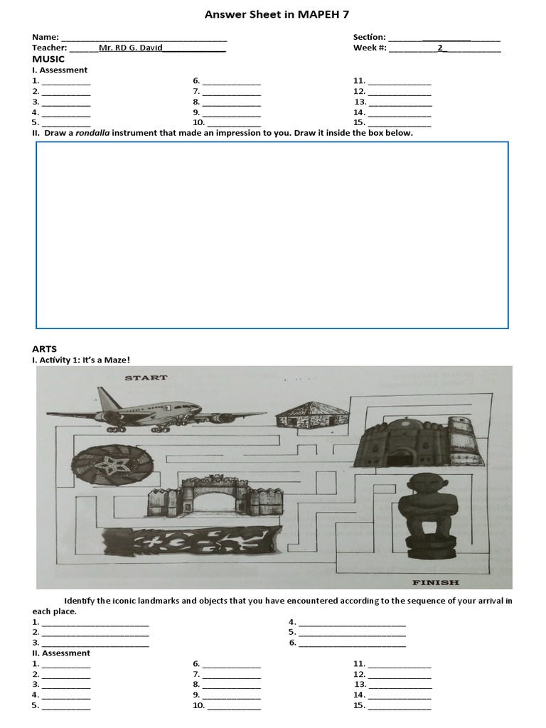 Answer Sheet in MAPEH 7 Week 2 | PDF | Human Nature | Health Sciences