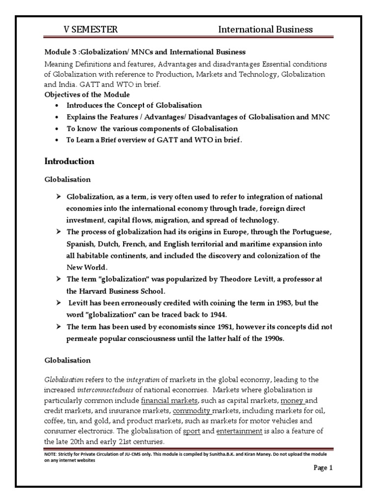 Globalisation | PDF | General Agreement On Tariffs And Trade | Globalization