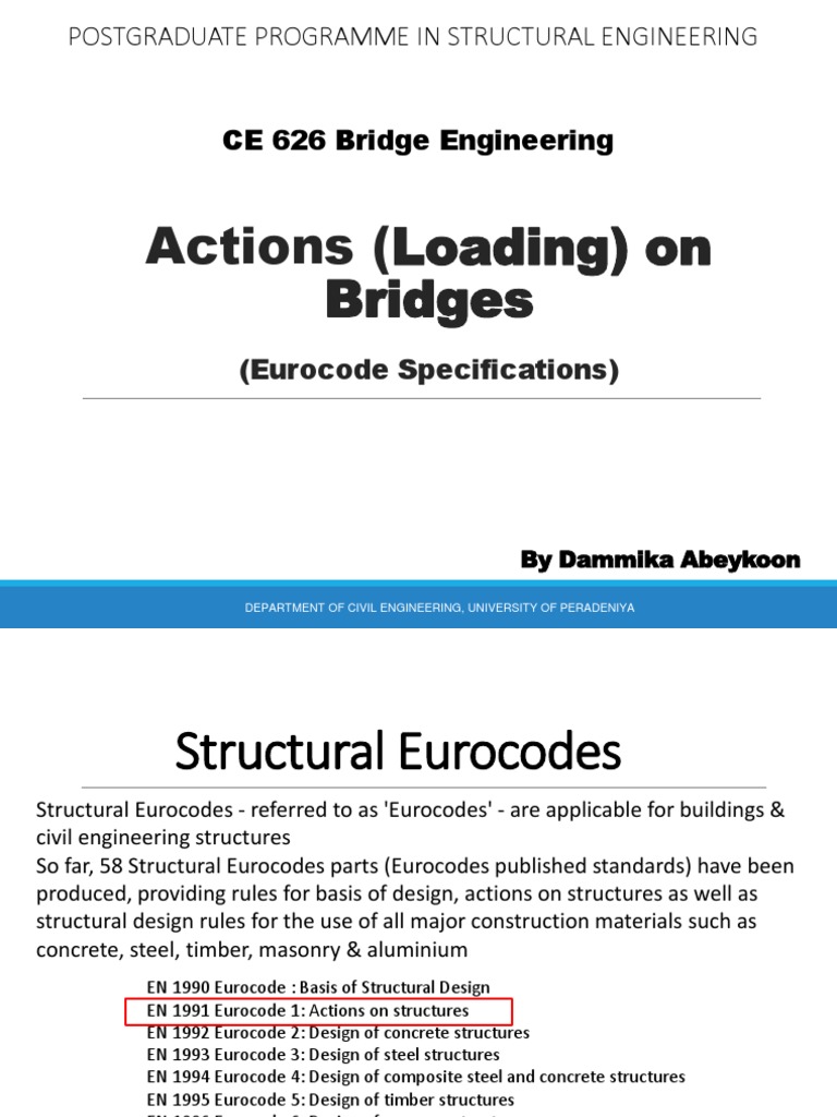 Actions (Loading) On Bridges-Eurocode Guideline | PDF | Bridge | Lane
