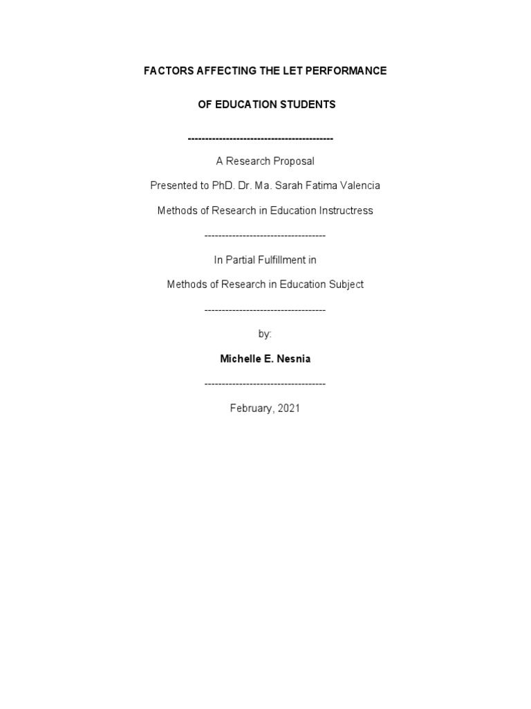 Factors Affecting LET Performance of Education Students | PDF | Test ...