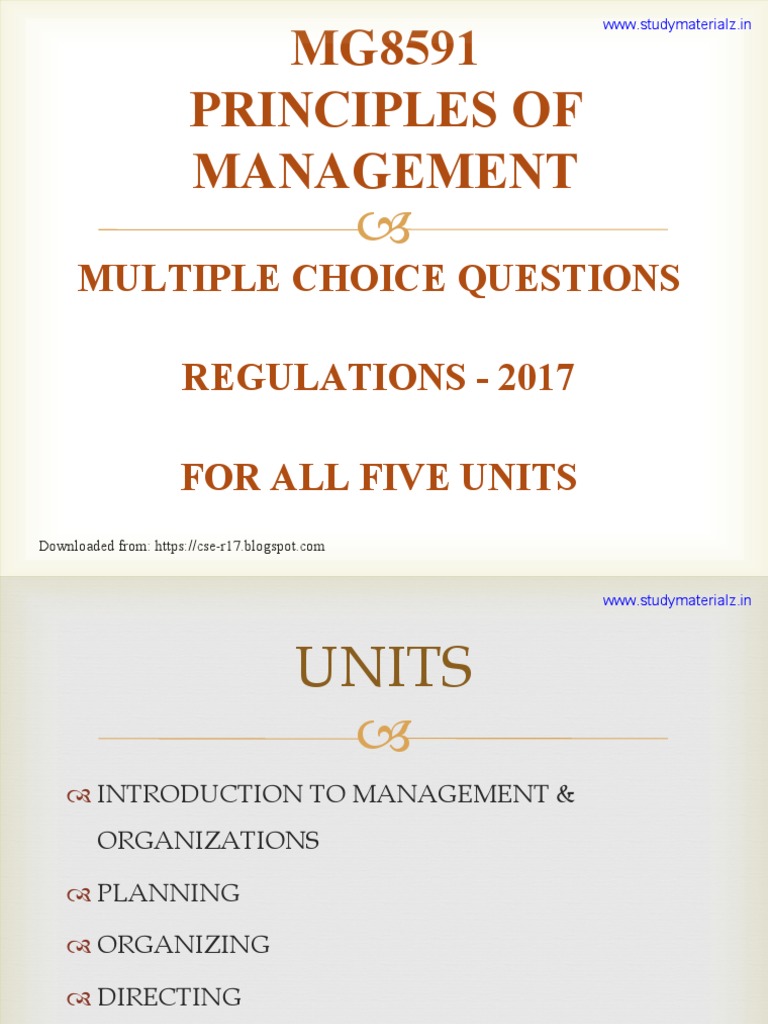 Mg8591 Pom All MCQ 3 | PDF | Multiple Choice | Applied Psychology