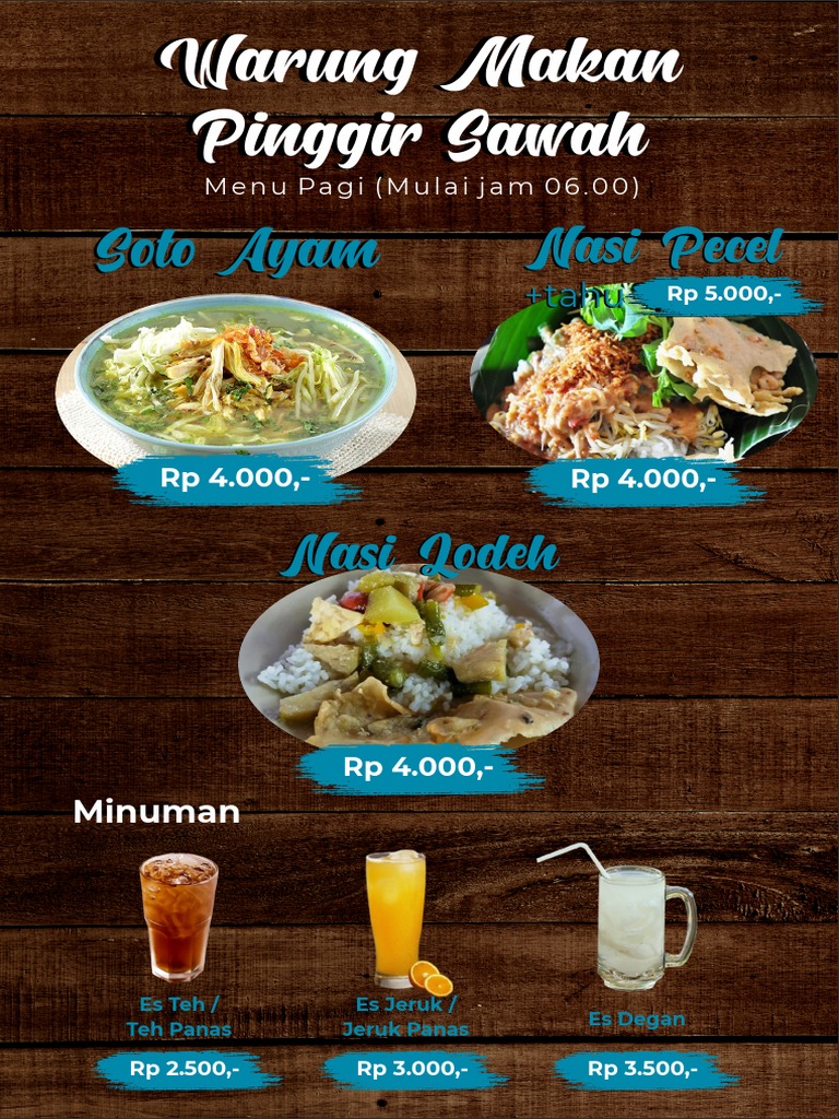 Menu Warung Makan Pinggir Sawah | PDF