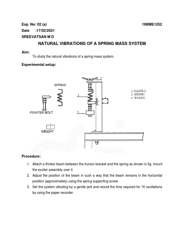 Natural Vibrations of A Spring Mass System | PDF | Periodic Phenomena ...