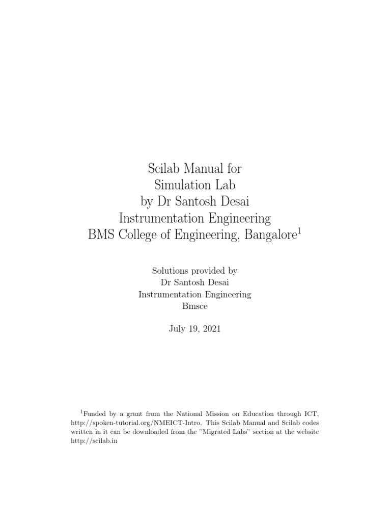 Scilab Manual For Simulation Lab by DR Santosh Desai Instrumentation ...