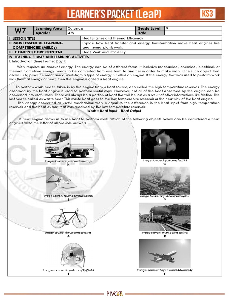 Q4 Science 9 Week 7 1 | PDF | Internal Combustion Engine | Engines