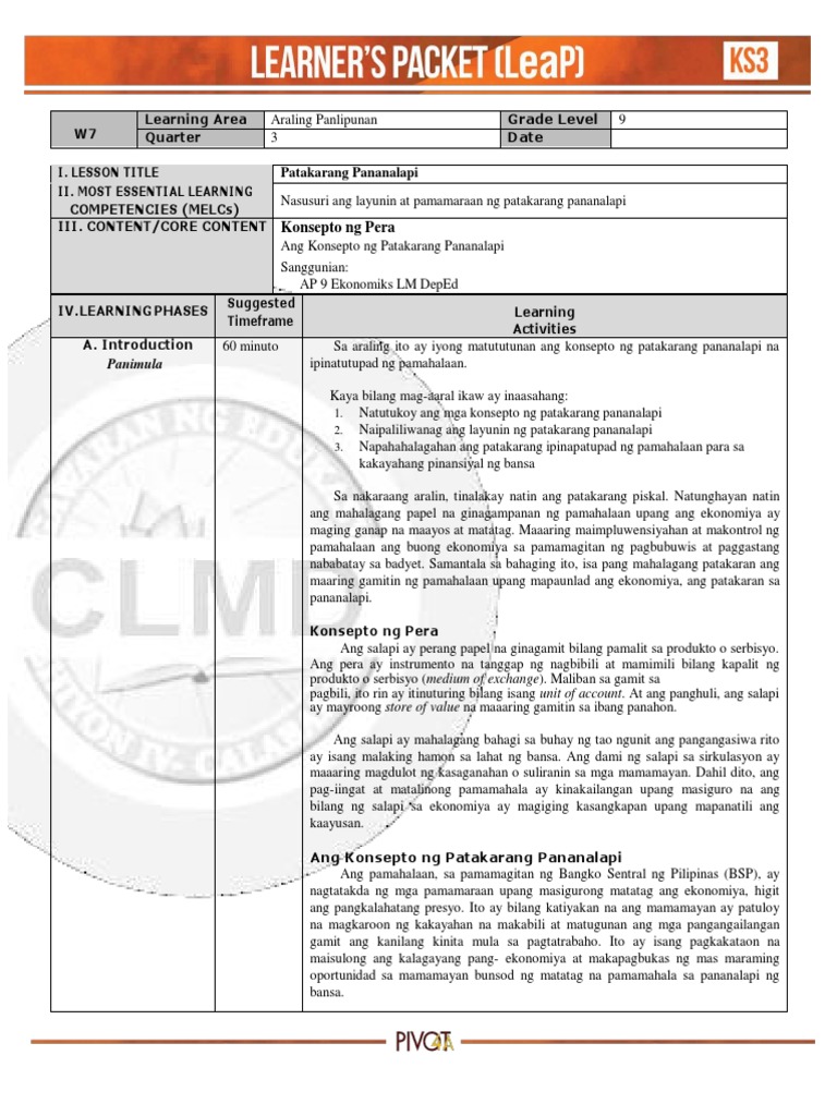 Leap AP g9 Week 7 q3 | PDF