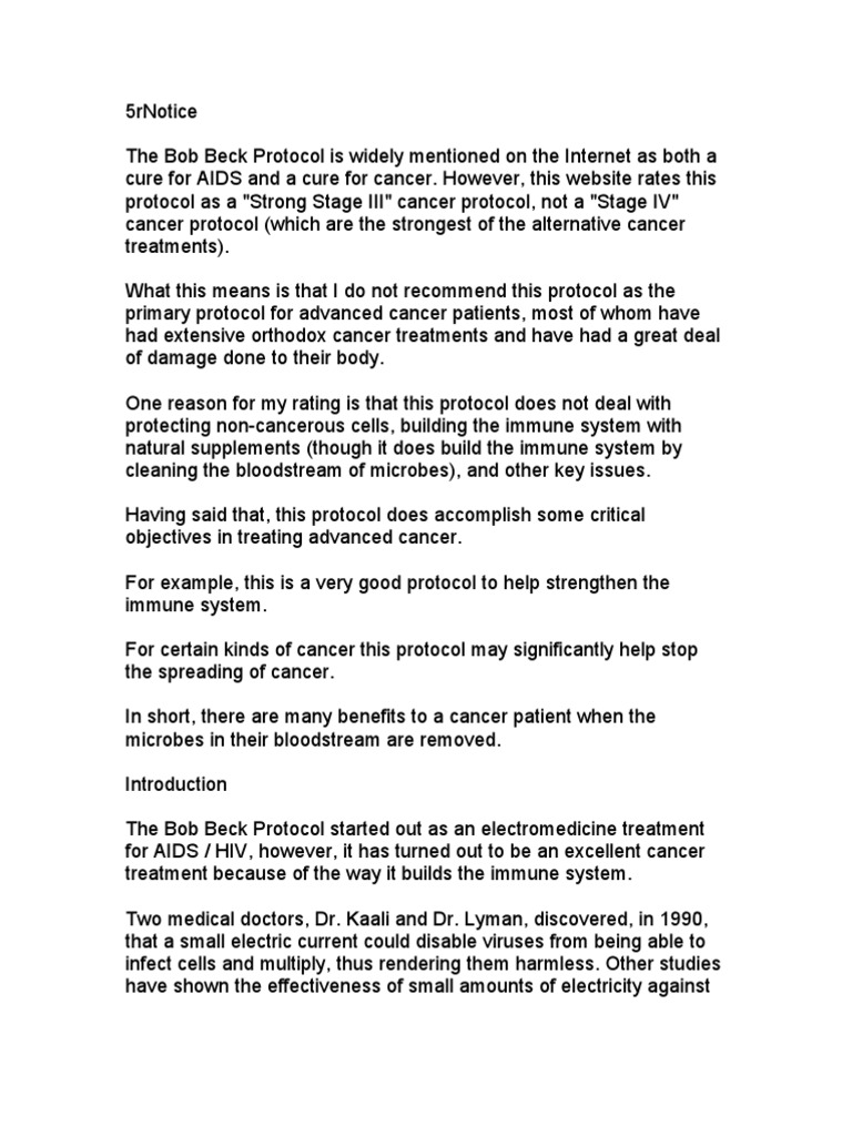 Bob Beck Protocol | PDF | Cancer | Immune System