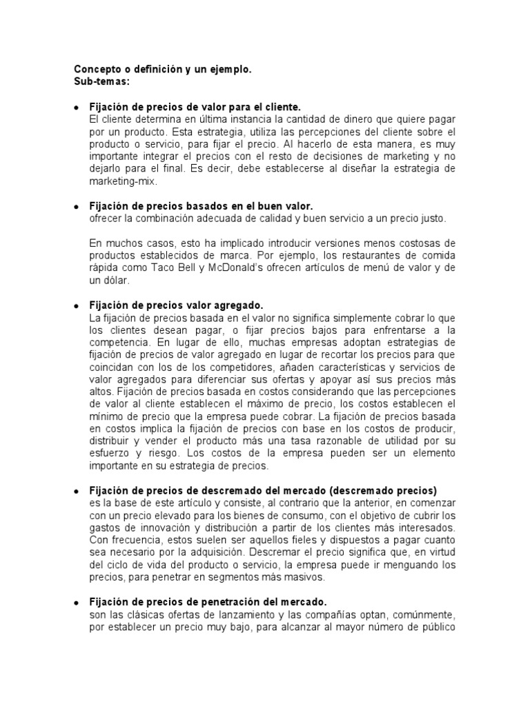 Concepto o Definición y Un Ejemplo | Descargar gratis PDF | Precios ...