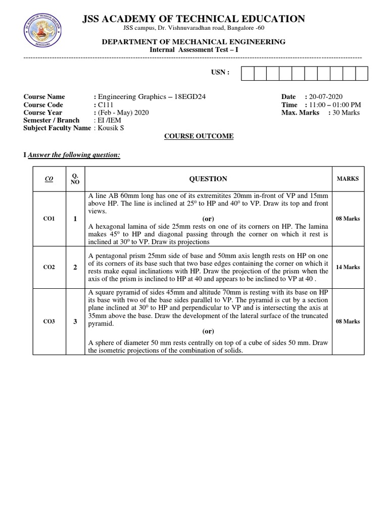 EG Question Paper (Feb - May 2020) | Download Free PDF | Geometric ...
