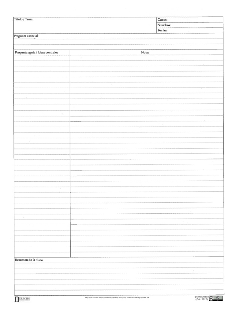 Notas Cornell Español Pdf
