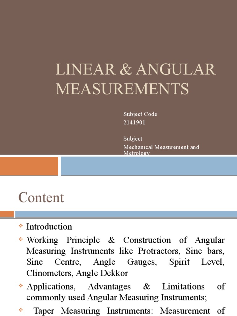 Angular Measurement Tools Overview | PDF | Angle | Sine