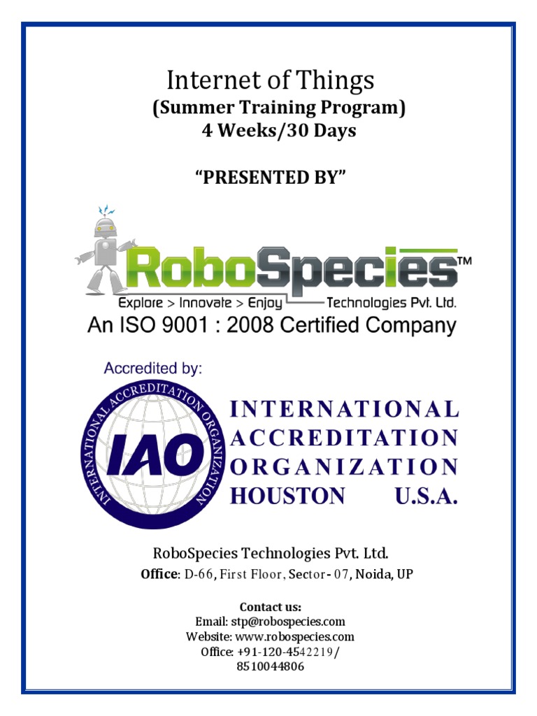 Internet of Things: (Summer Training Program) 4 Weeks/30 Days | Download Free PDF | Internet Of ...