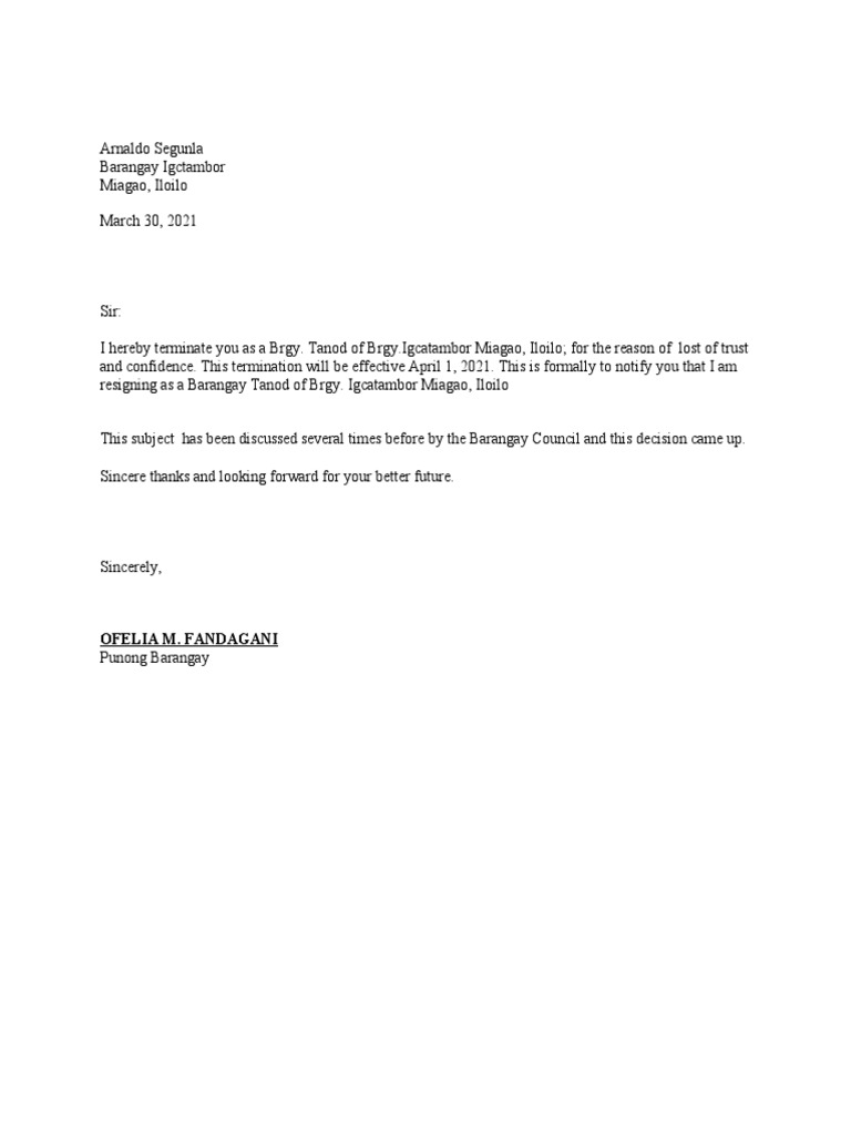 Termination Letter | PDF