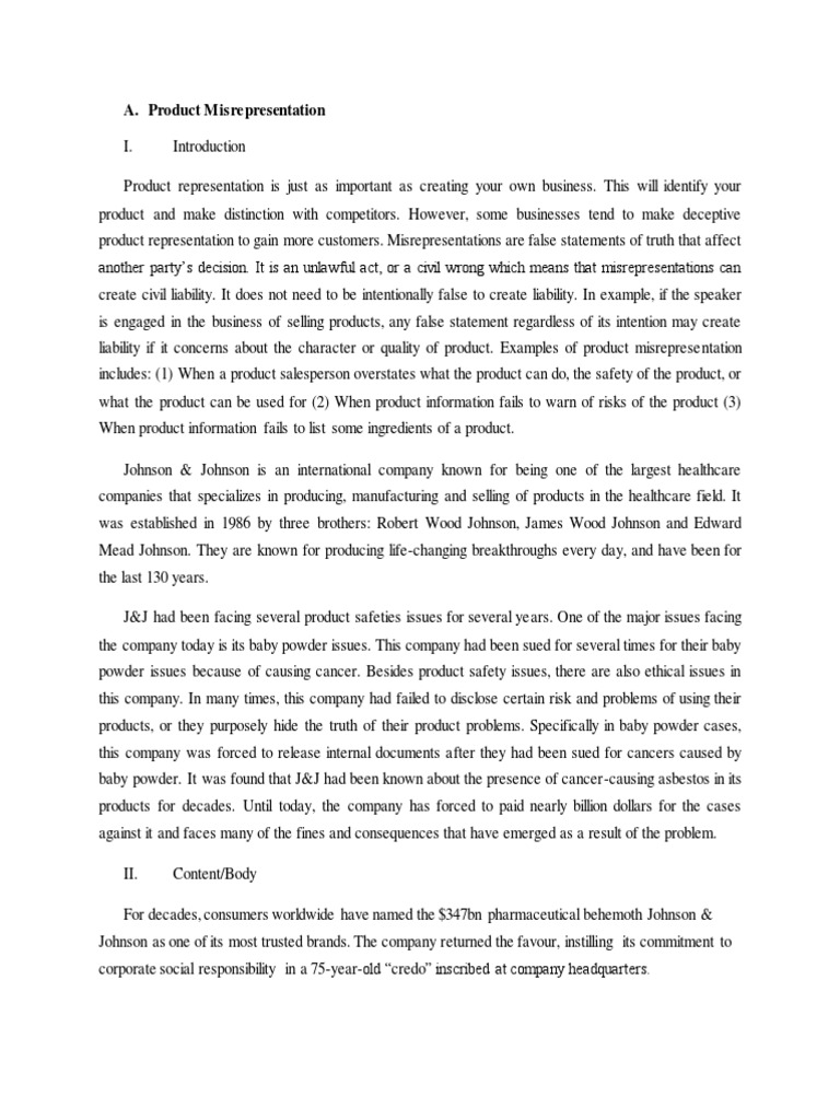 Product Misrepresentation | PDF | Johnson & Johnson | Business