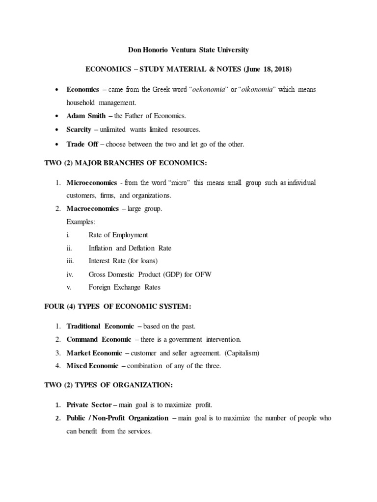Economics - Study Material & Notes (June 18, 2018) | PDF | Opportunity ...