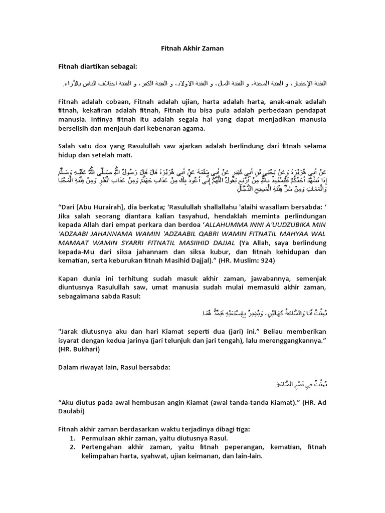 Fitnah Akhir Zaman | PDF